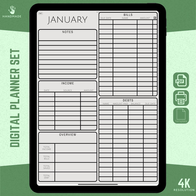 12 Month Digital Budget Planner, Printable Finance Template (PDF) - Etsy UK