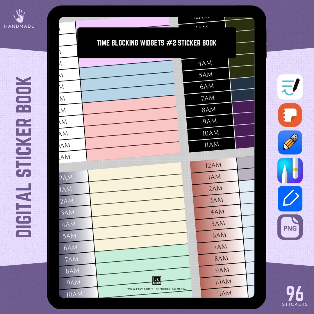Time Blocking Digital Planner Widgets, Color Blocking Stickers for ...