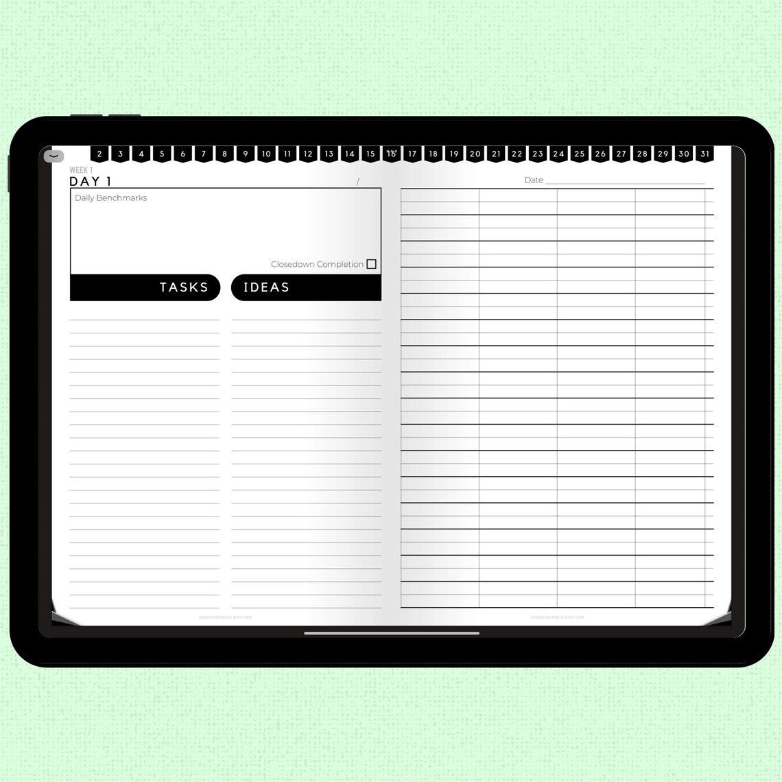 Horizontal Time Blocking Digital Planner, Daily Planner for Goodnotes ...