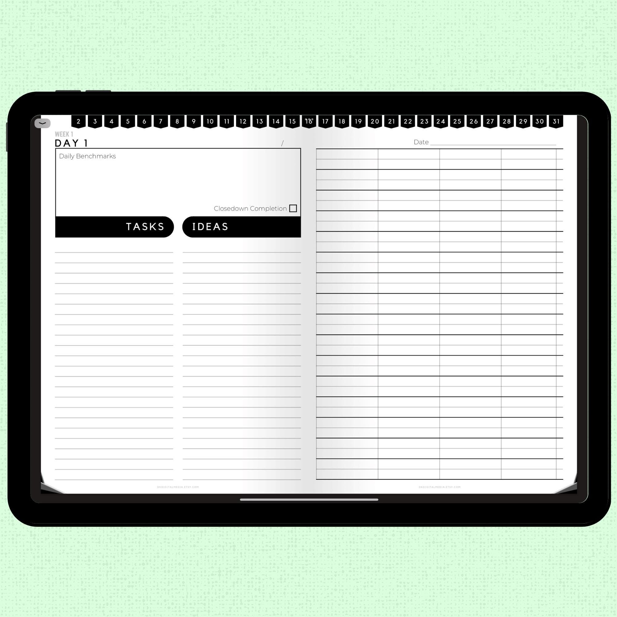 Horizontal Time Blocking Digital Planner, Daily Planner for Goodnotes ...