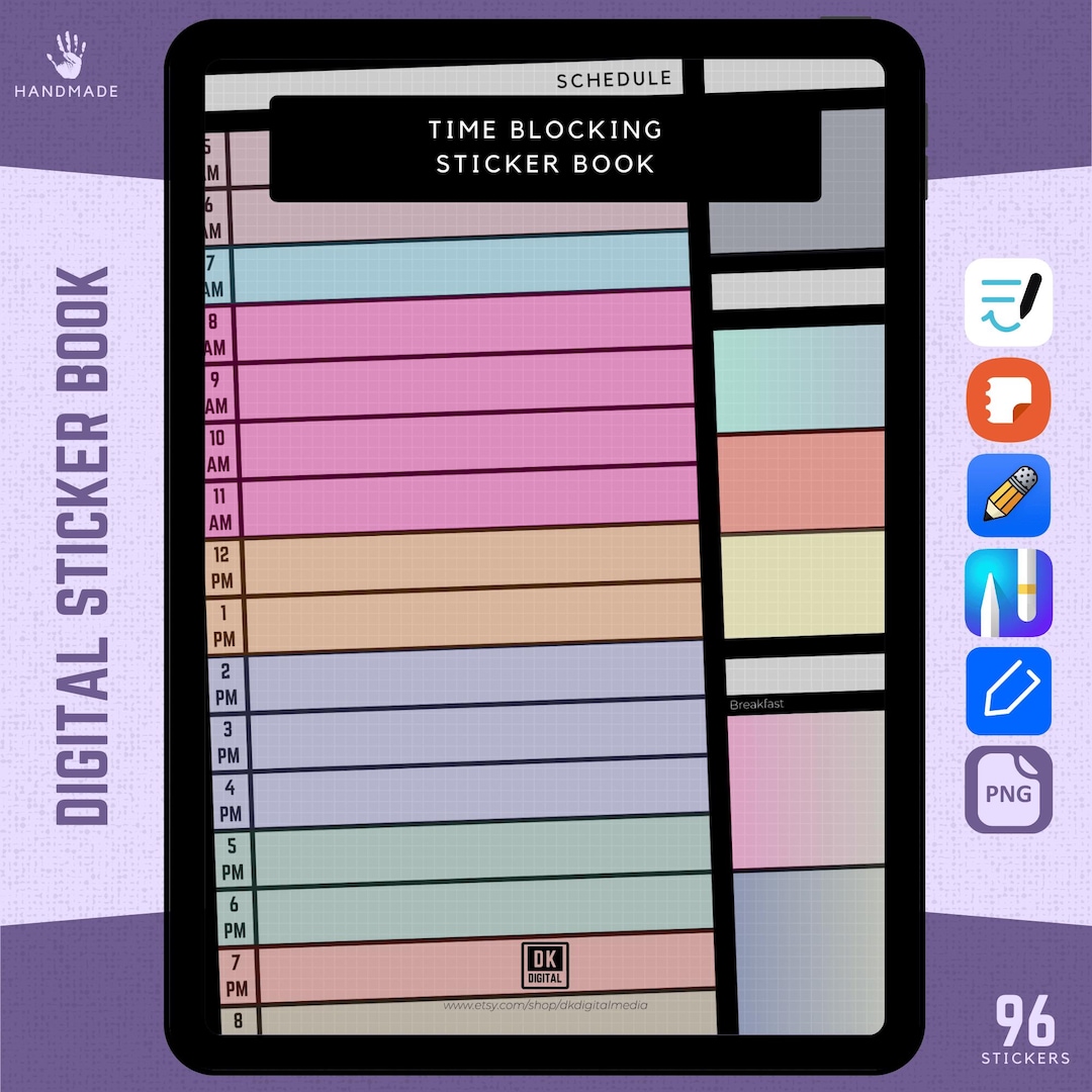 Time Blocking Digital Planner Stickers for Goodnotes Samsung Notes ...