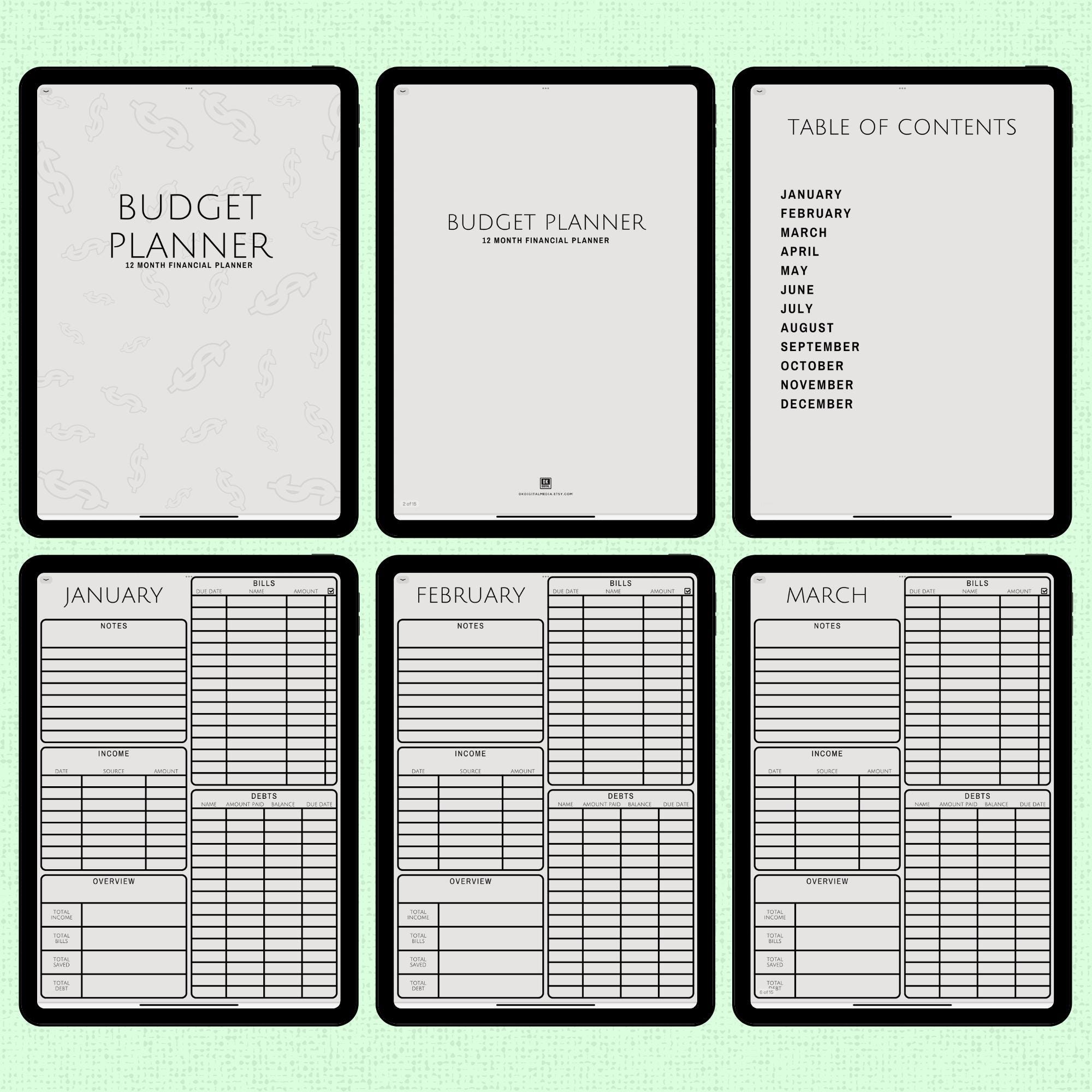 12 Month Digital Budget Planner, Printable Finance Template (PDF) - Etsy UK