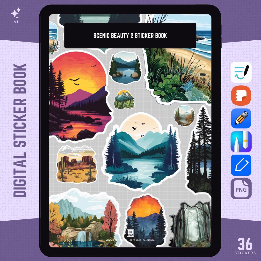 Nature Goodnotes Stickers, Scenic Digital Sticker Book for Samsung ...