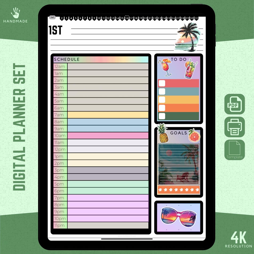 Undated Yearly and Daily Planner With Journal | Minimalist Goodnotes ...