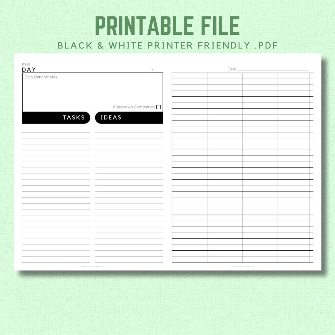 Horizontal Time Blocking Digital Planner, Daily Planner for Goodnotes ...