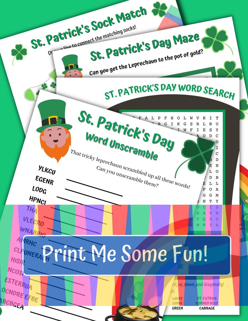 St. Patrick's Day Activity Printables Pack - Etsy