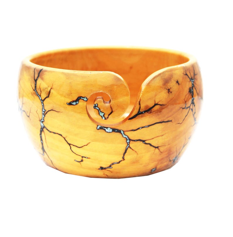 Handmade Pine Yarn Bowl With Lichtenberg Figure and Resin - Etsy