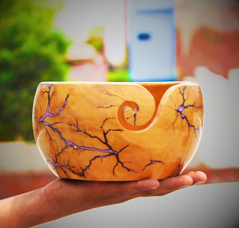 Handmade Pine Yarn Bowl With Lichtenberg Figure and Resin - Etsy
