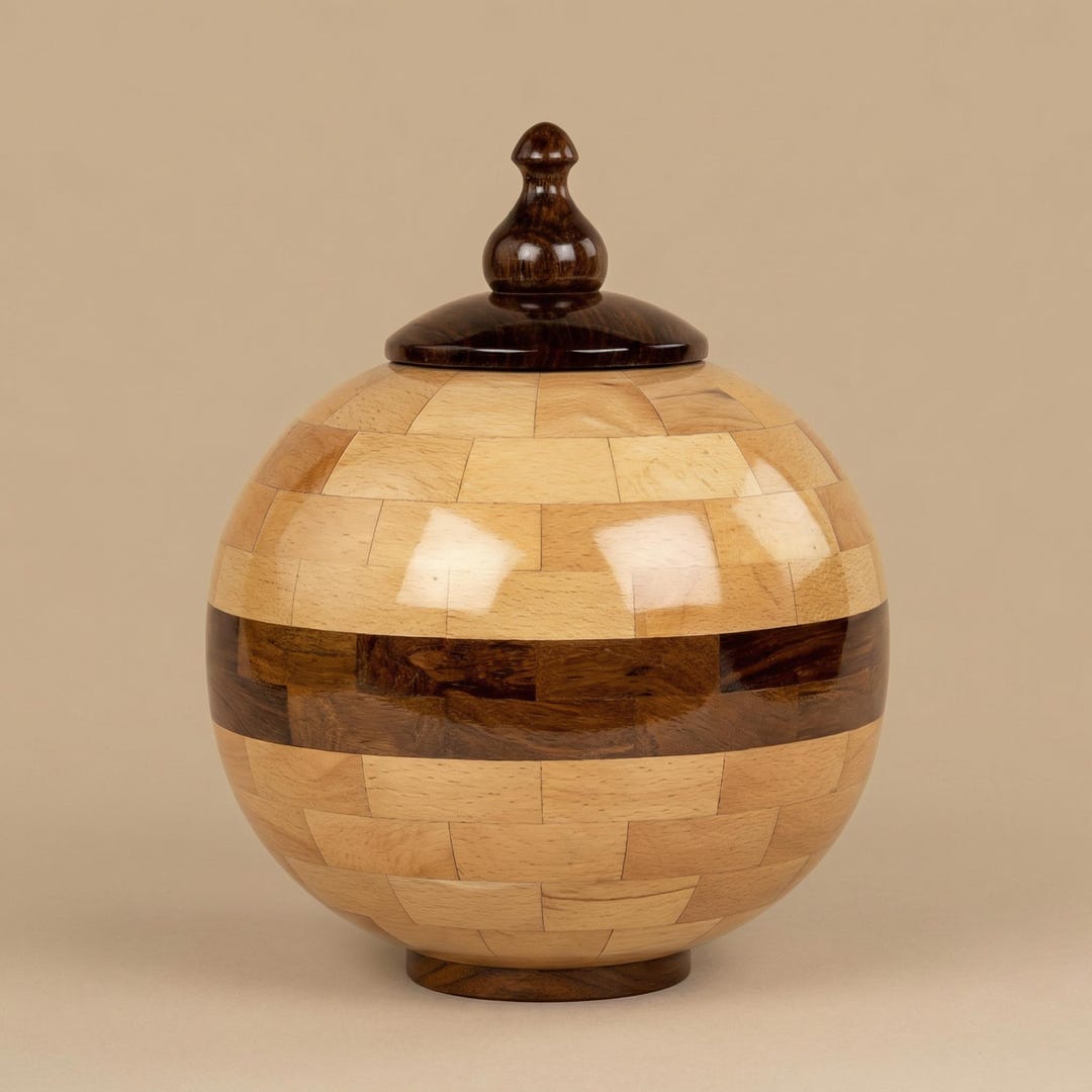 Handcrafted Wooden Cremation Urn | Segmented Beechwood & Rosewood - Etsy
