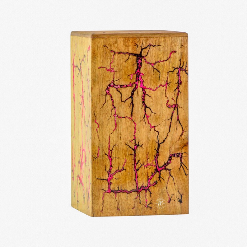 Fractal Burning Mangowood Cremation Urn: Handmade Memorial Keepsake - Etsy