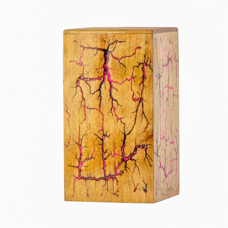 Fractal Burning Mangowood Cremation Urn: Handmade Memorial Keepsake - Etsy