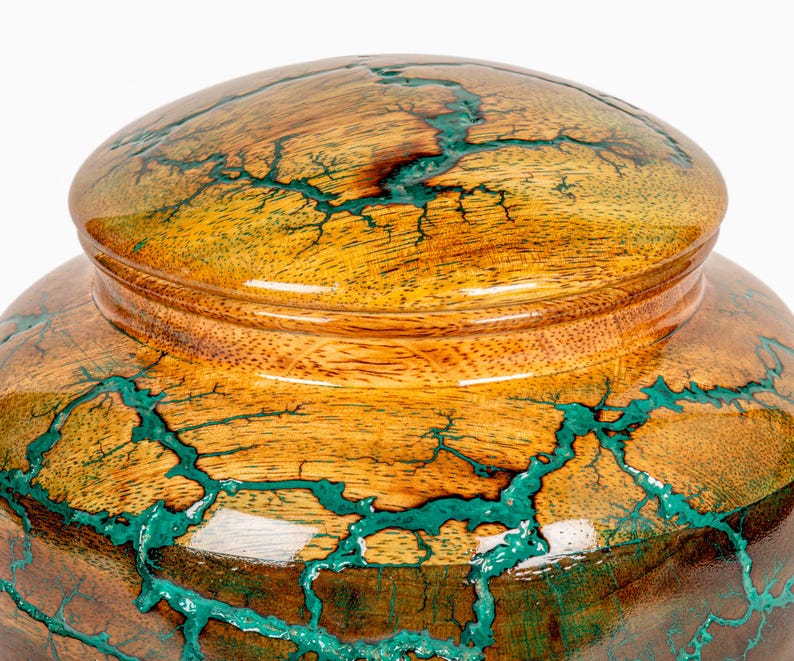 Handcrafted Mango Wood Cremation Urn: Fractal Art Funeral Urn - Etsy