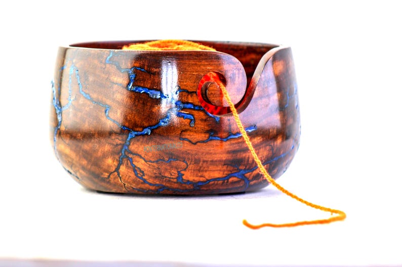 Handmade Pine Yarn Bowl With Lichtenberg Figure and Resin - Etsy