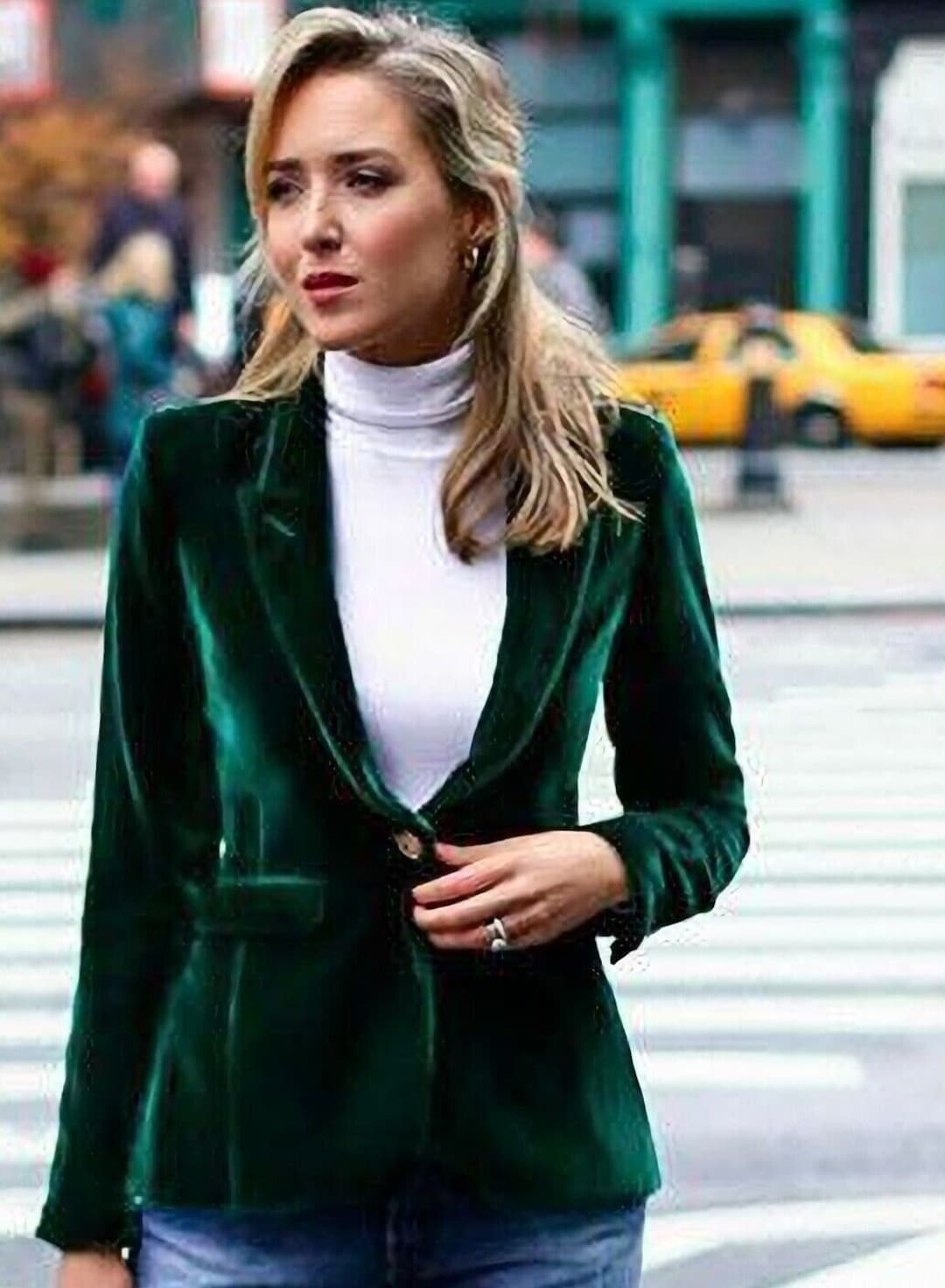 Green Velvet Blazer Women Velvet Smoking Jacket Evening Club One Button Coat - Etsy