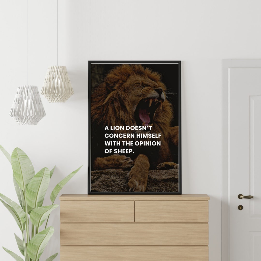 Lion Poster Motivational Inspiration Quotes Wall Art I - Etsy