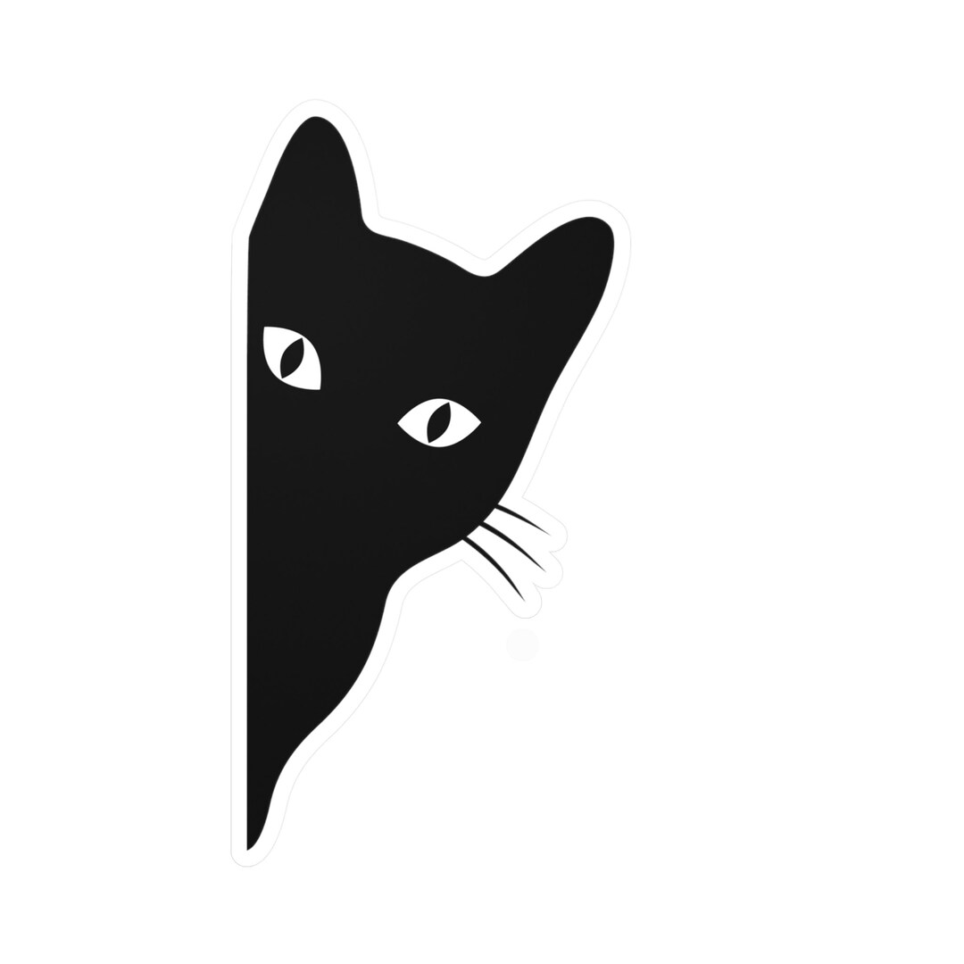 Black Cat Sticker, Peeping Vinyl Sticker, Bumper Stickers Available in ...