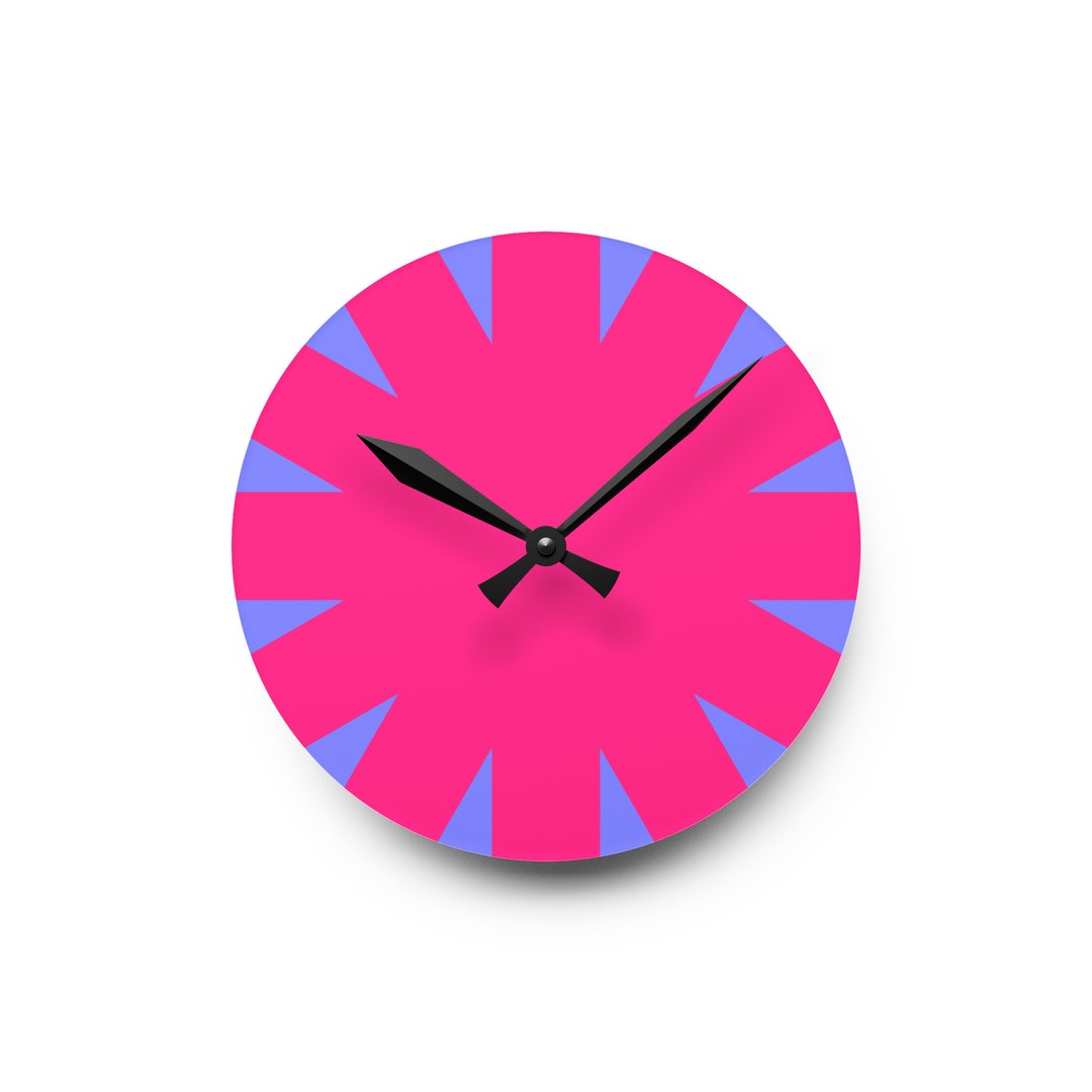 Pink and Blue Numberless Clock Acrylic Wall Clock No - Etsy