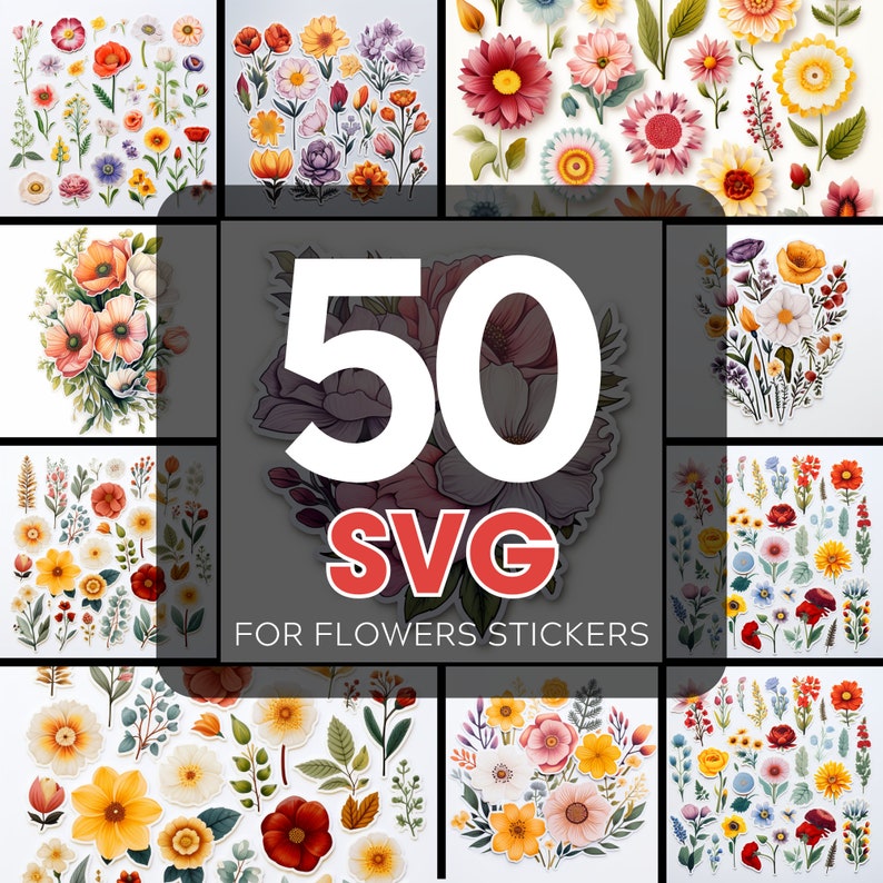 50 Floral Designs Svg Bundle, Inside Out Svg Flower Clipart, Cute ...