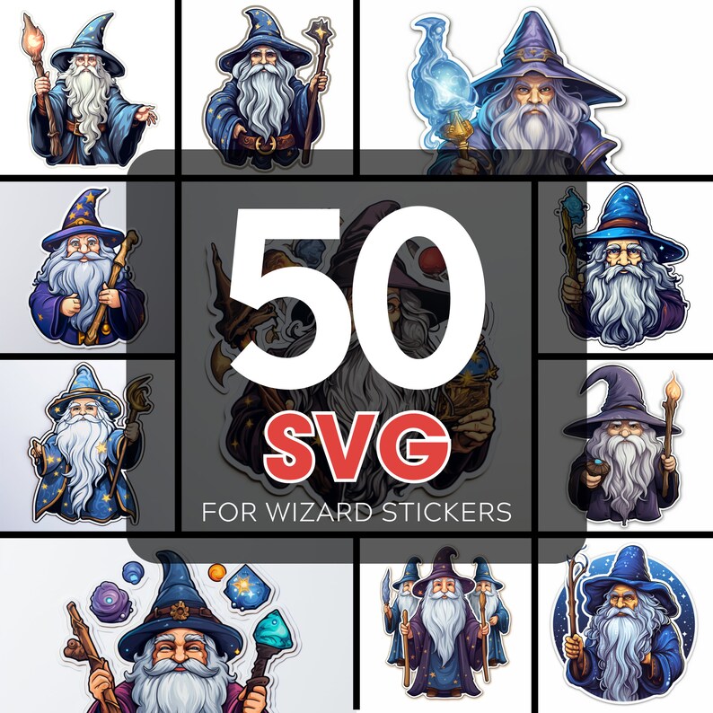 50 Wizard Stickers Svg, Inside Out Wizard Svg Stickers, Cute Printable ...