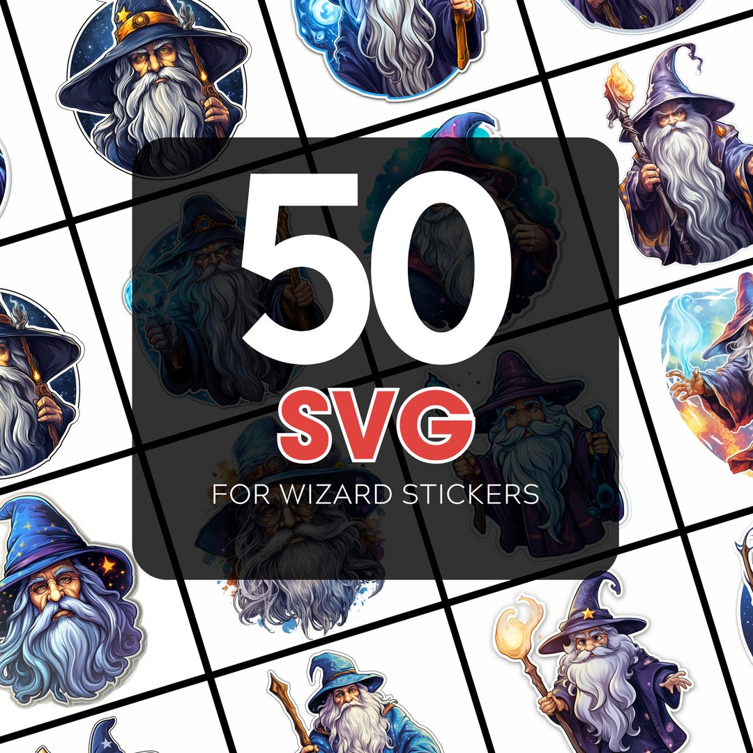 50 Wizard Stickers Svg, Inside Out Wizard Svg Stickers, Cute Printable ...
