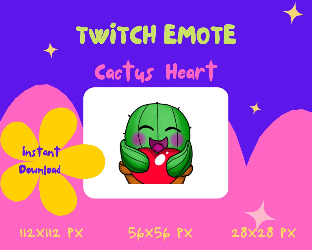 Cute Kawaii Cactus Heart Emote for Twitch / Discord - Etsy