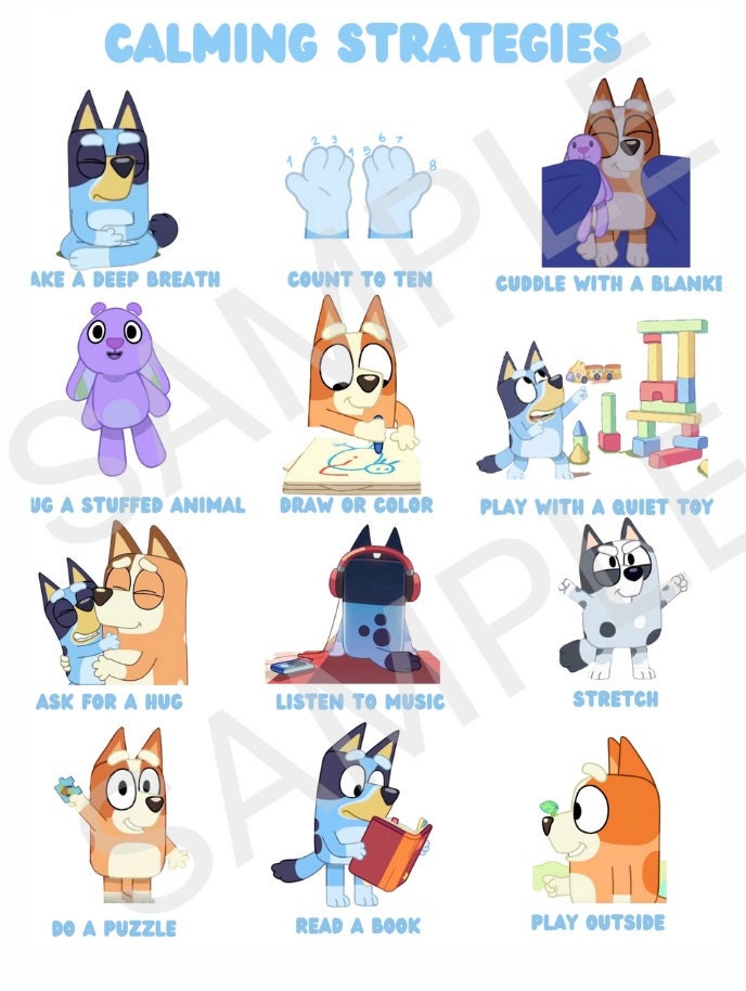 Bluey Calming Strategies Poster Toddler Emotional Regulation - Etsy ...