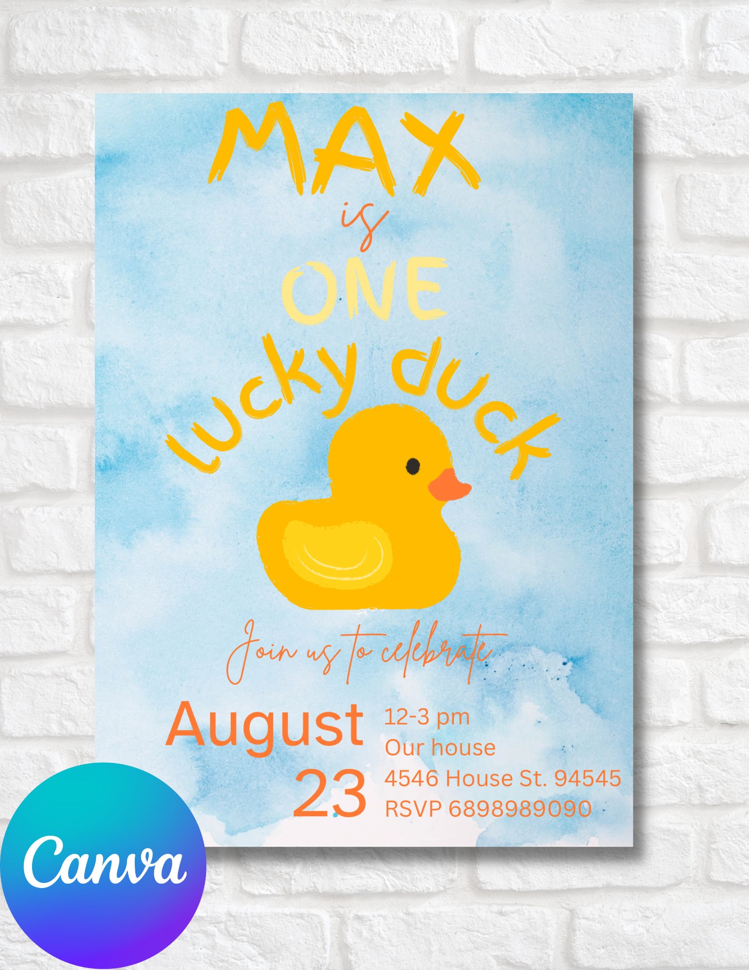 One Lucky Duck Birthday Party Invite Quack-tastic Invitation Template ...