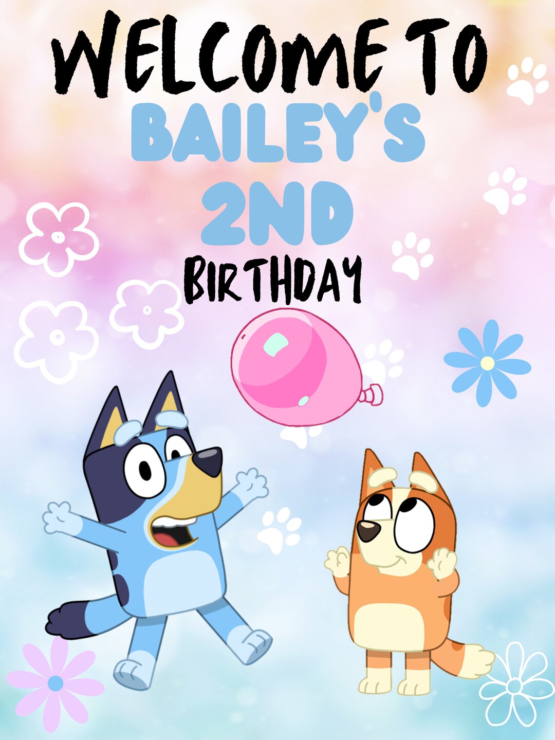 Bluey Party Welcome Sign Digital Download Template - Etsy