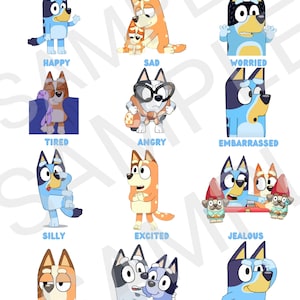 Bluey Feelings Chart Digital Download Bluey Emotions Poster - Etsy
