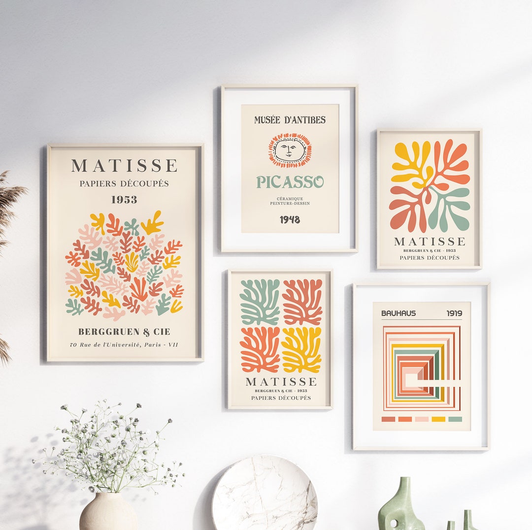 Pastelic Wall Art Set of 5 Prints, Gallery Wall Set, Picasso Print ...