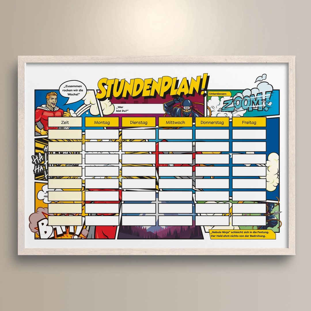 Timetable Comic Digital Download School Plan PDF Template School ...