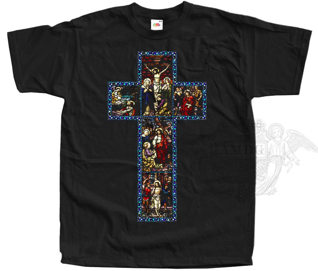 CROSS V2 Crucifixion T-SHIRT Stained Glass Collection Jesus Christ ...