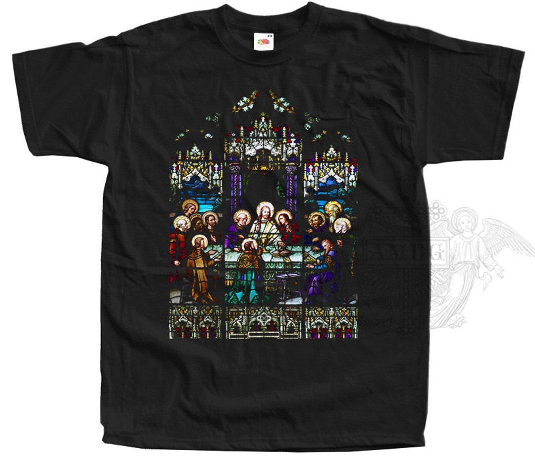 Last Supper Eucharist T-SHIRT Stained Glass Collection Jesus Christ ...