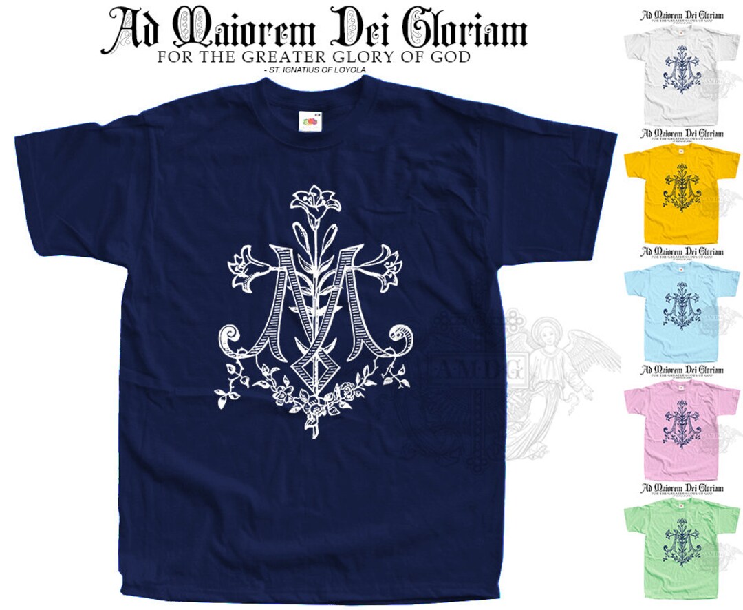 M Mary Sign Our Lady Scapular T SHIRT Catholic Tee All Sizes S-5XL Blue ...