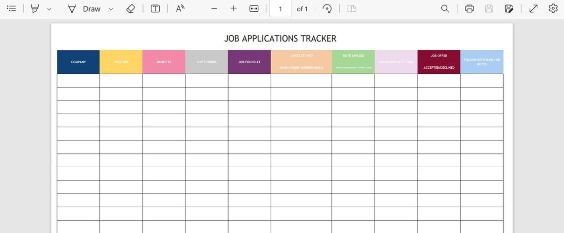 Job Application Tracker | Excel Sheets Template | PDF Application ...