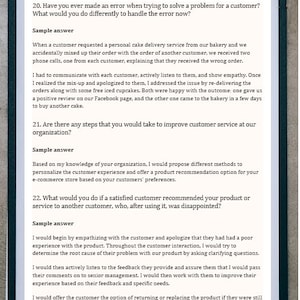 Customer Service | Job Interview Questions Template With Sample Answers ...