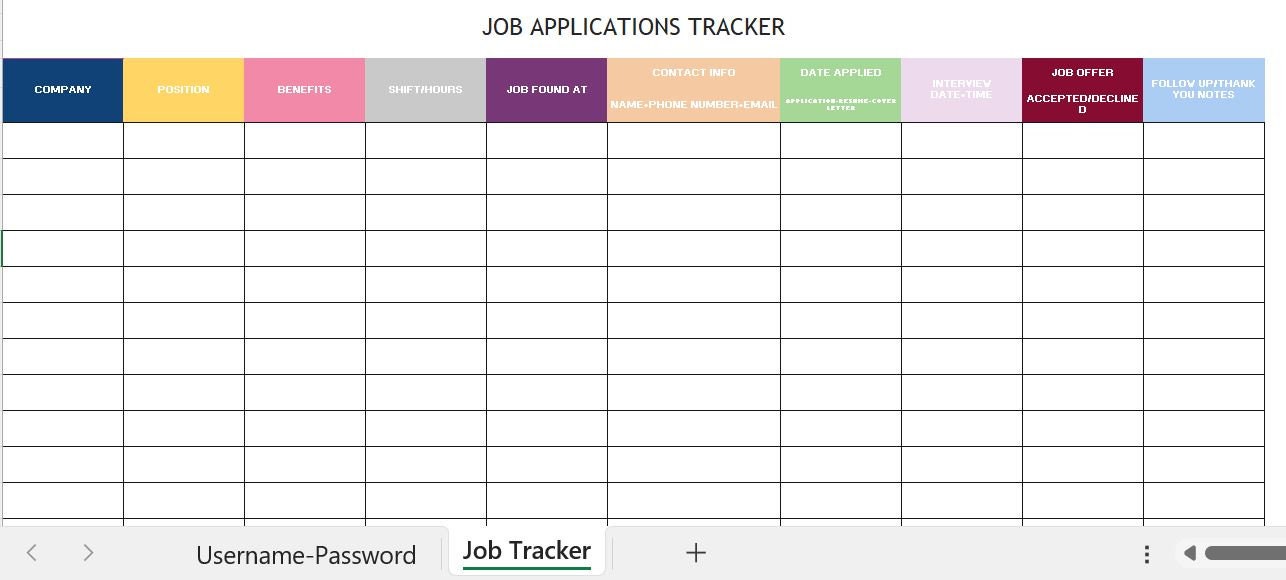Job Application Tracker | Excel Sheets Template | PDF Application ...