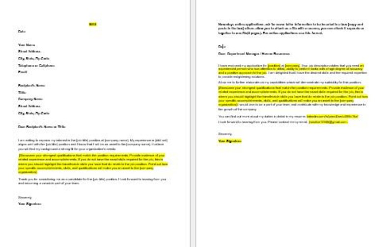 Resume Cover Letter Template| Mail Format| Online Format| MS Word ...