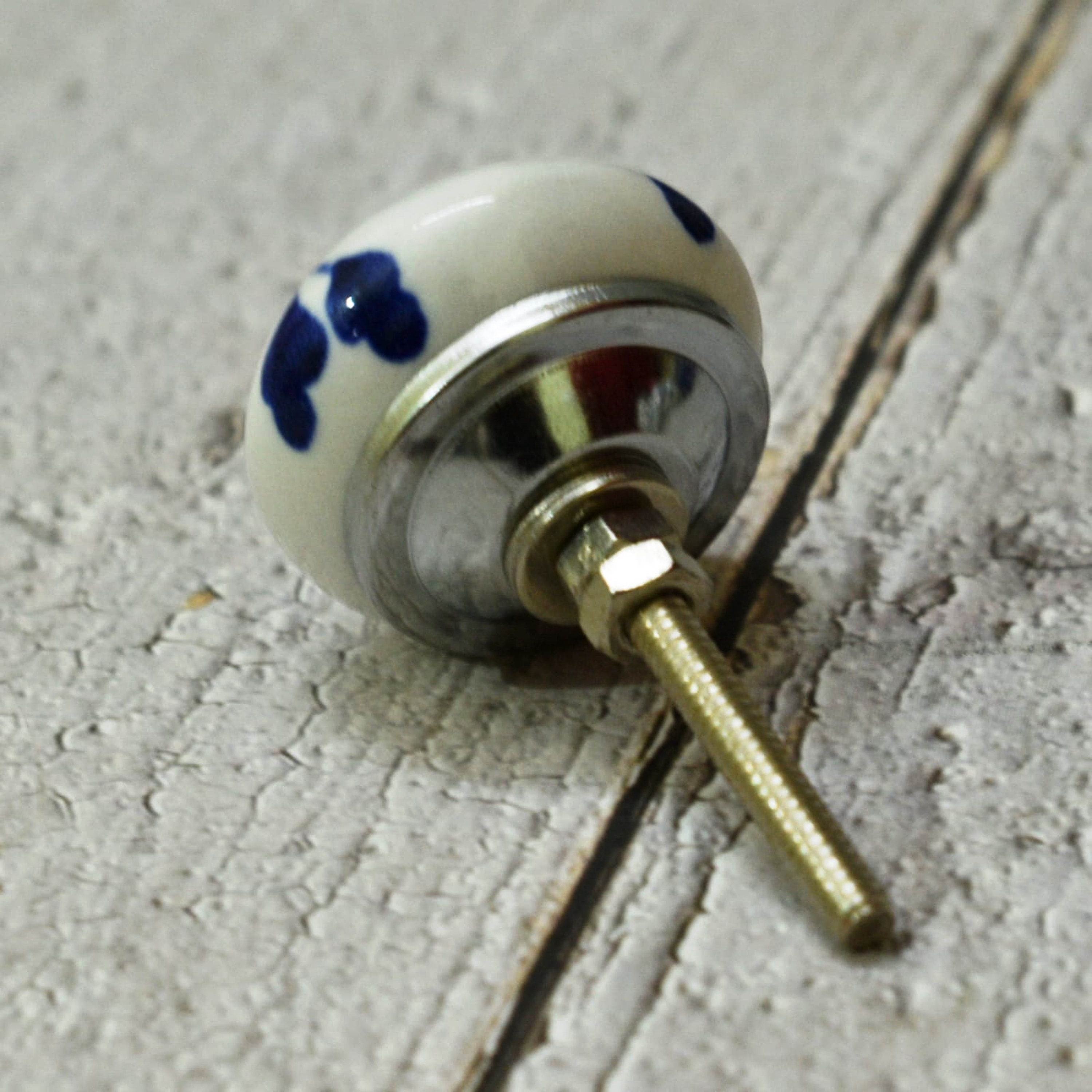 ARTISNO Blue Floral Ceramic Cabinet Drawer Pull /knobs Hand - Etsy