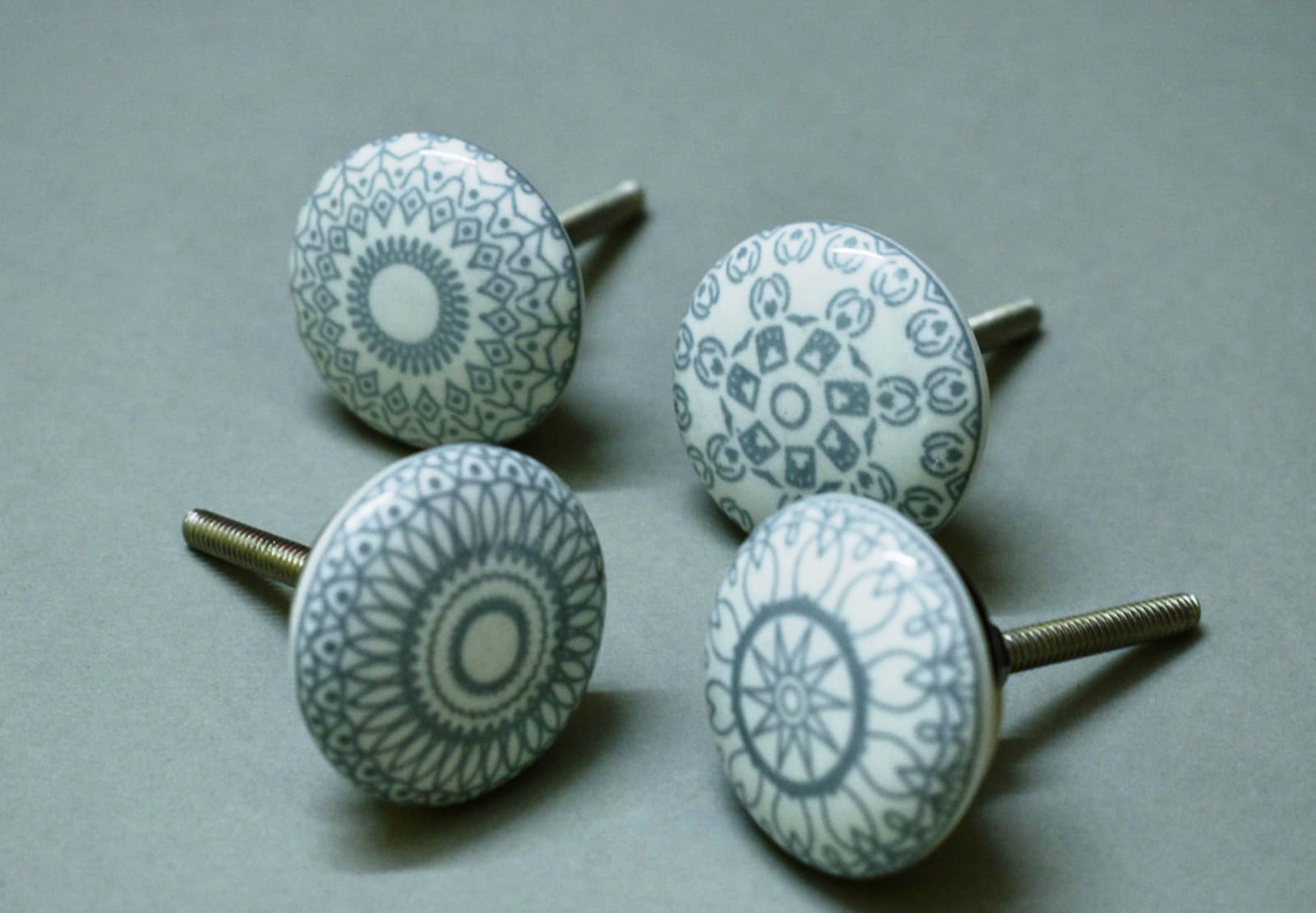 ARTISNO Grey & White Ceramic Knobs Kitchen Cabinet Drawer - Etsy