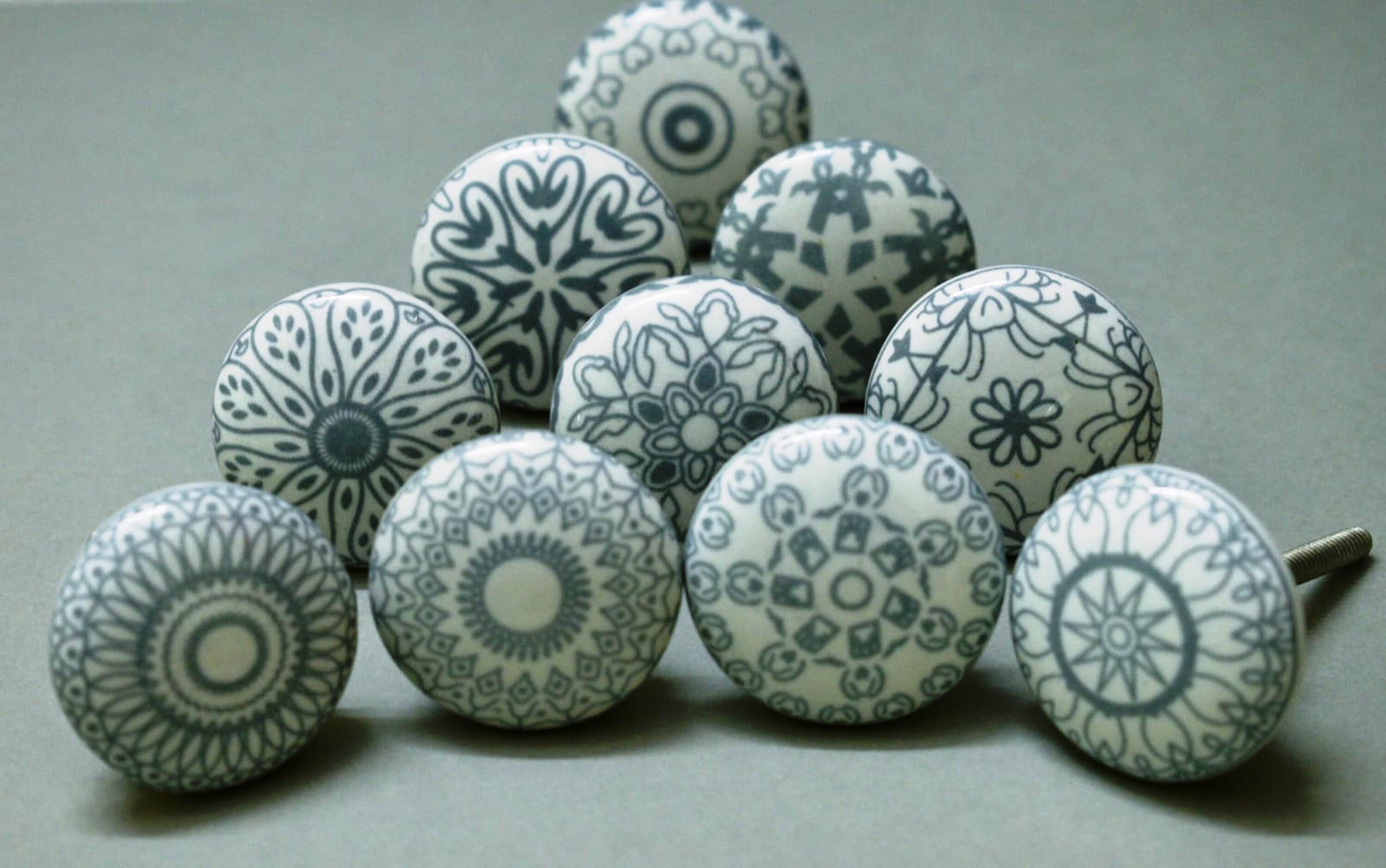 ARTISNO Grey & White Ceramic Knobs Kitchen Cabinet Drawer - Etsy