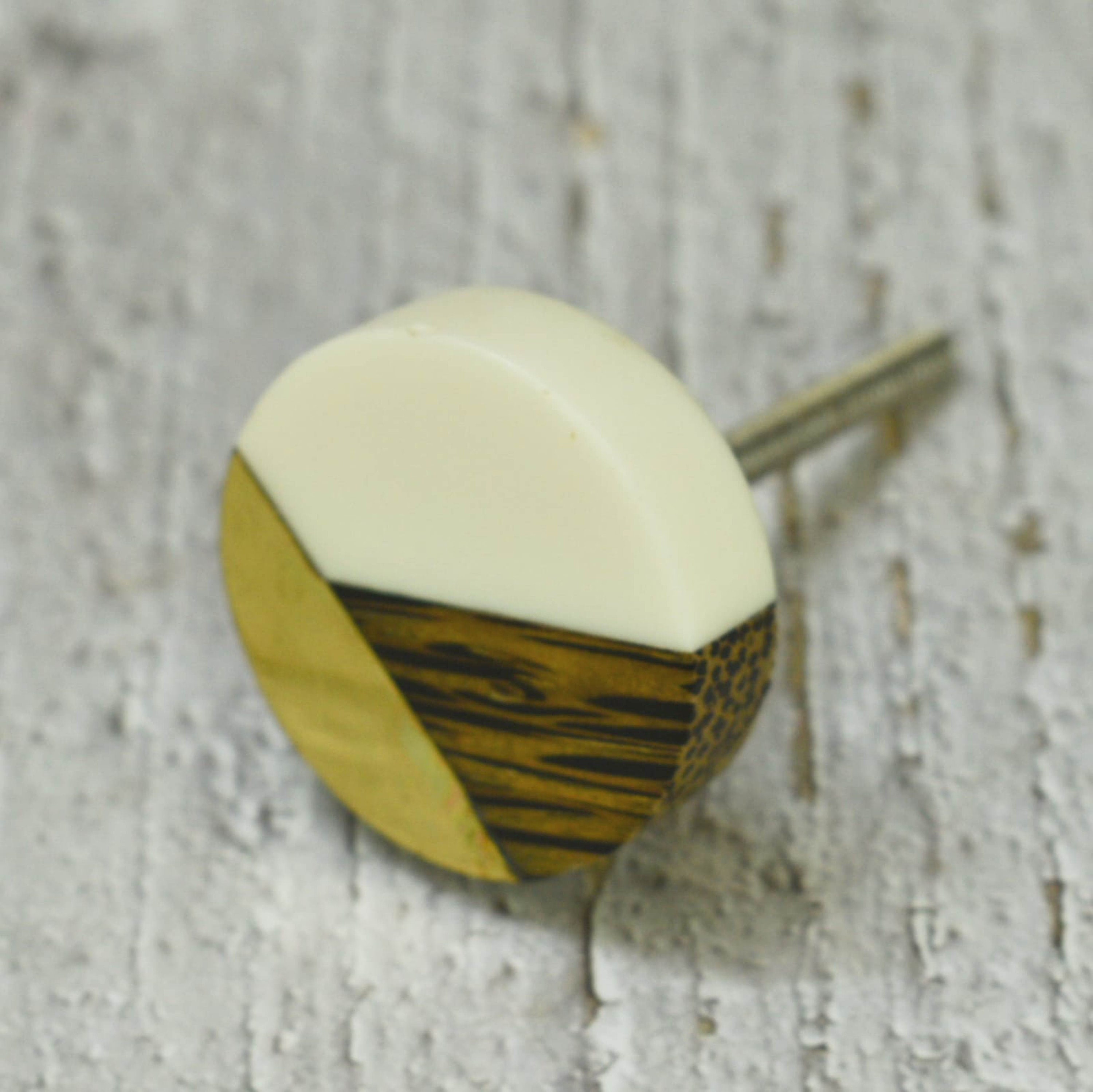Resin Wood Brass Drawer Knobs: Unique Cabinet Pulls, Round Resin Knobs, Cabinet Drawer Pulls ...
