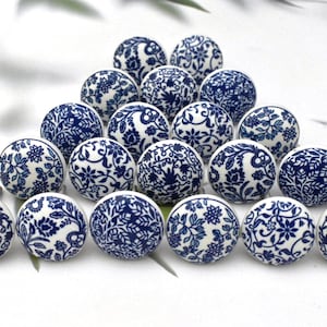 ARTISNO Handmade Blue Set of 20 Ceramic Knobs for Kitchen Cabinets, Bathroom, Dresser, Drawers ...