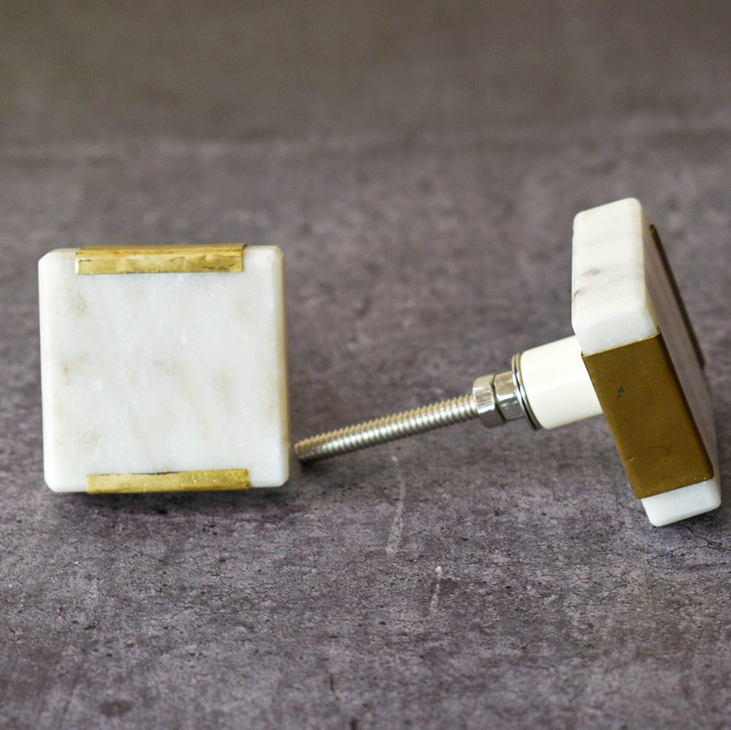 Modern Stone and Brass Knob, Marble and Gold Knob, Quartz Knob, Modern ...