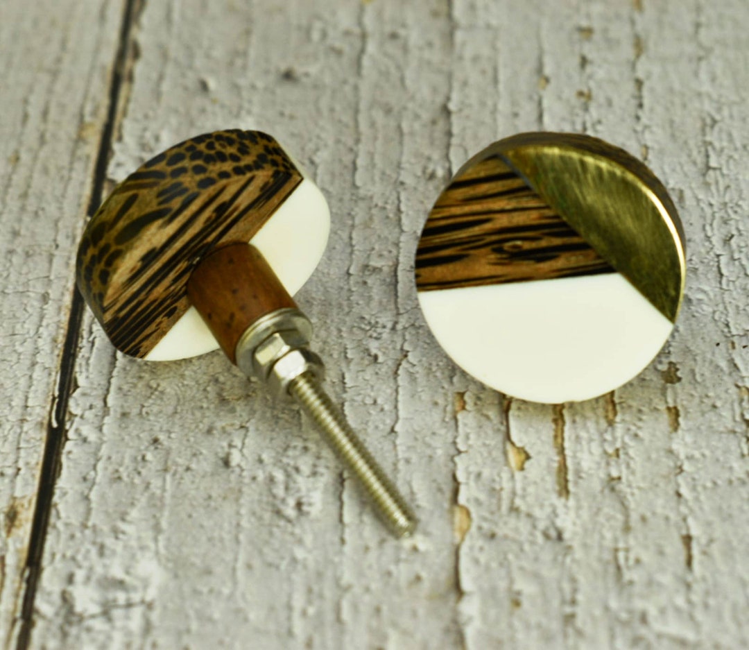 Resin Wood Brass Drawer Knobs: Unique Cabinet Pulls, Round Resin Knobs, Cabinet Drawer Pulls ...