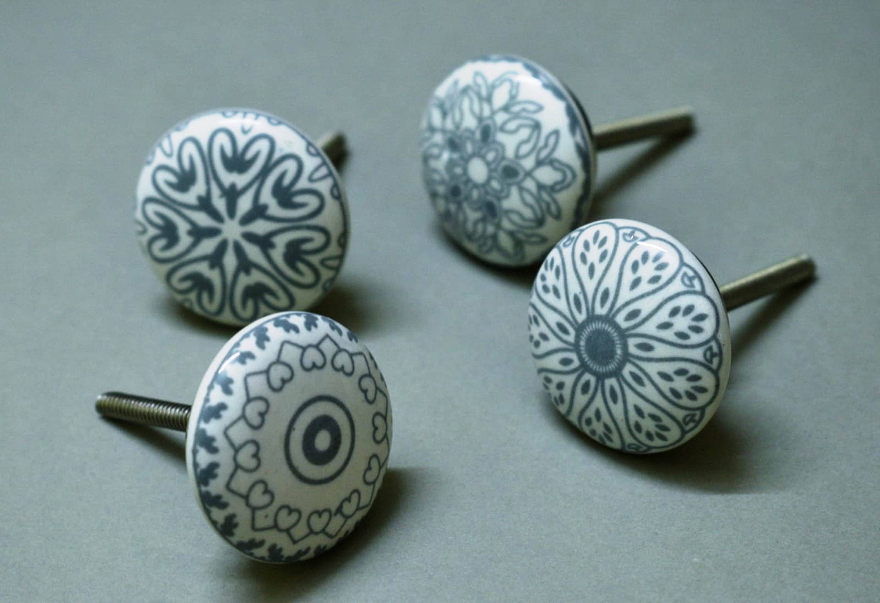 ARTISNO Grey & White Ceramic Knobs Kitchen Cabinet Drawer - Etsy