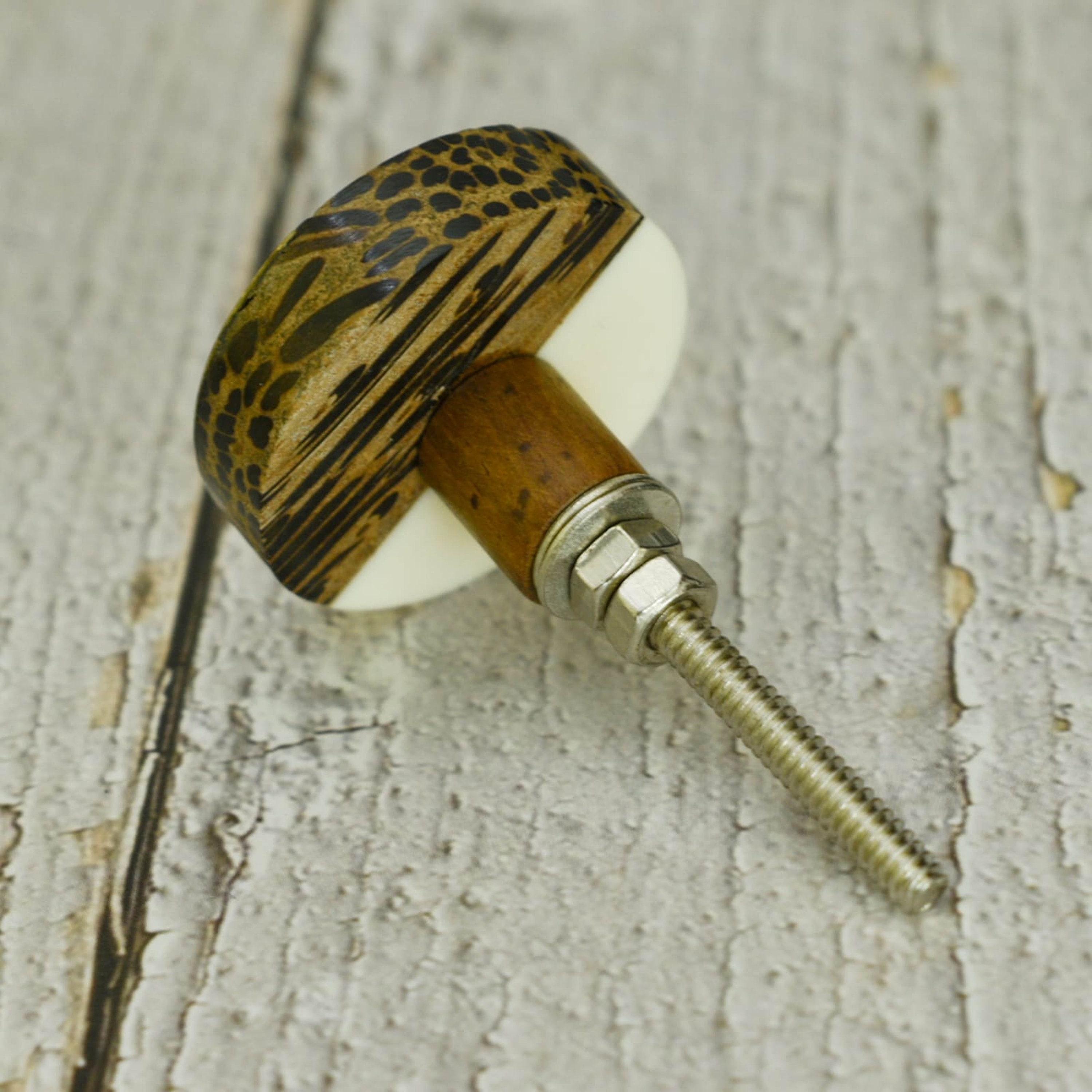 Resin Wood Brass Drawer Knobs: Unique Cabinet Pulls, Round Resin Knobs, Cabinet Drawer Pulls ...