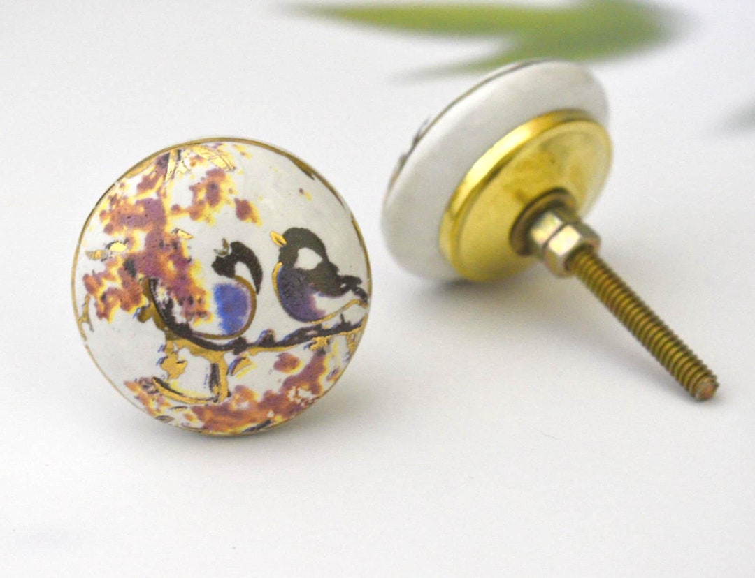 ARTISNO Bird Ceramic Knobs Kitchen Cabinet Drawer Knobs Hardware Knobs ...