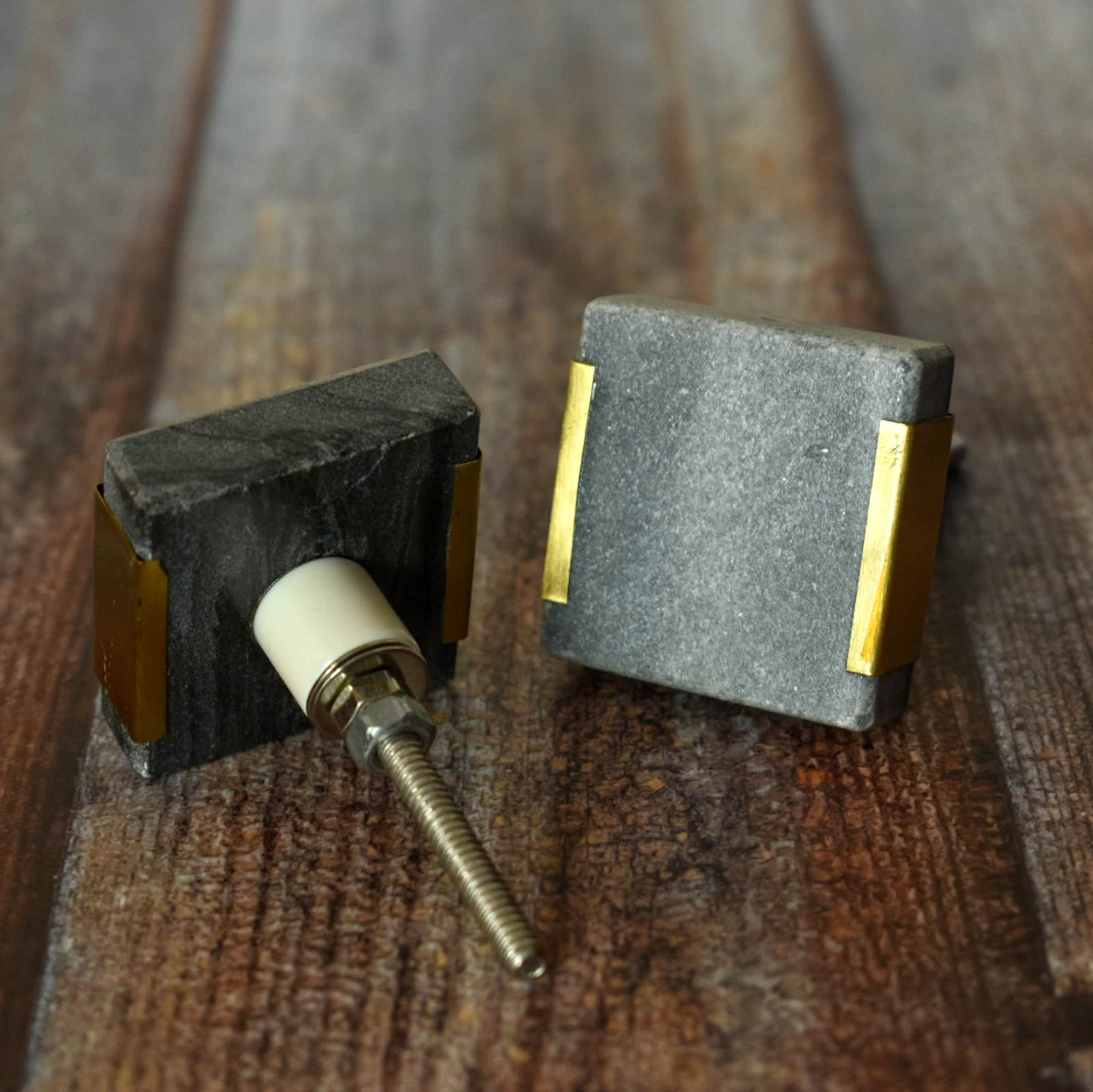 Modern Stone and Brass Knob, Marble and Gold Knob, Quartz Knob, Modern ...