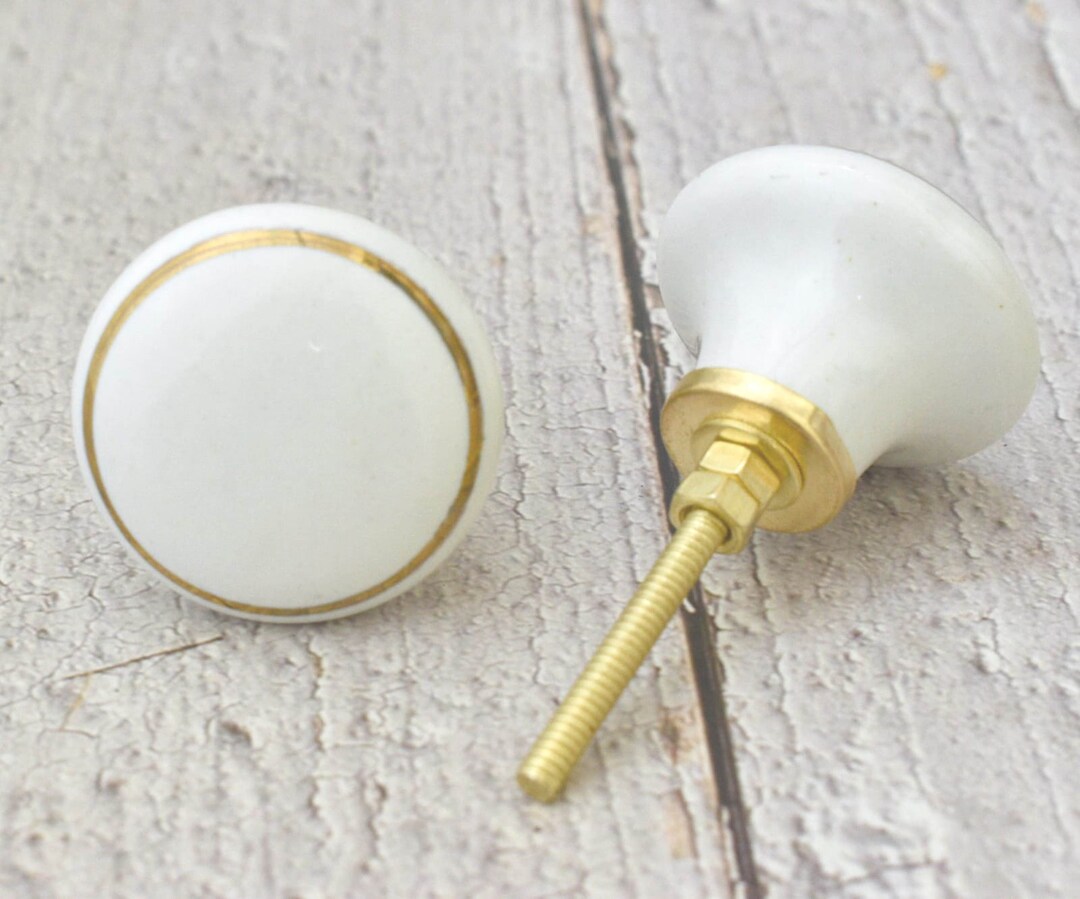 ARTISNO White Gold Ceramic Knobs Kitchen Cabinet Drawer Knobs Hardware Knobs Cabinet Knobs ...